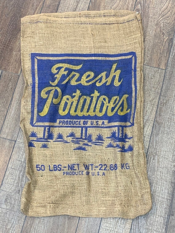 Vintage Burlap Potato Sack Fresh Potatoes 50 Lb Bag | Etsy