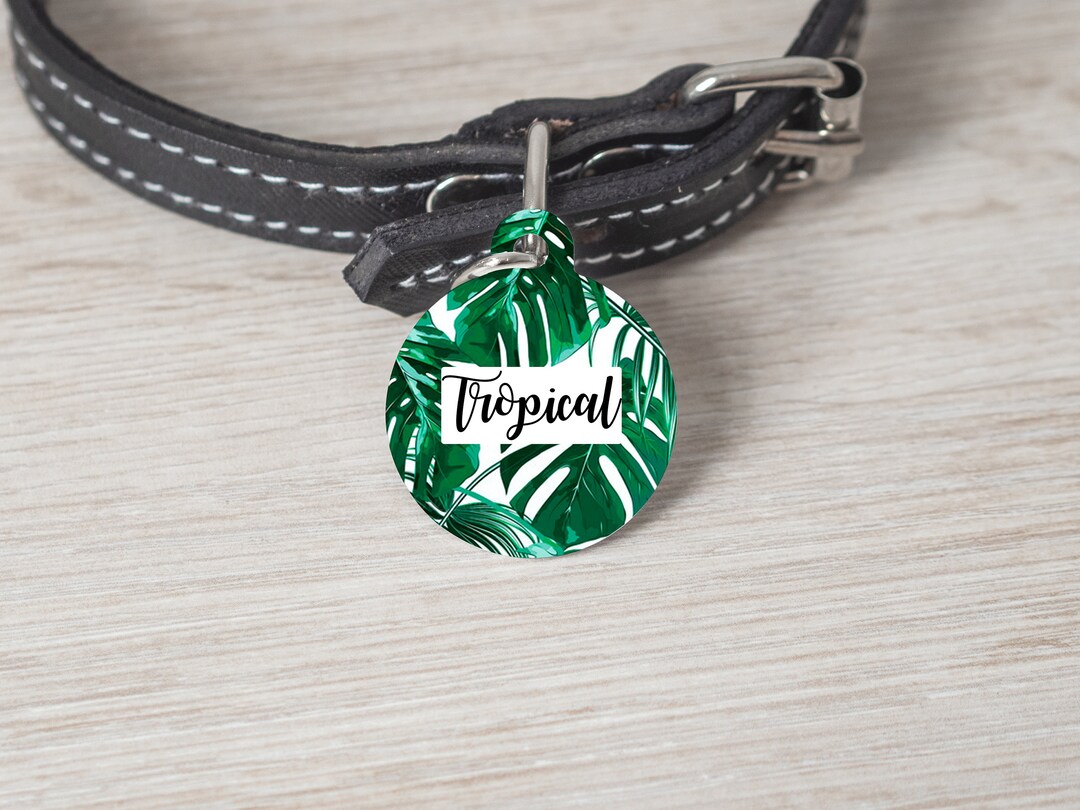 Tropical Dog Tag, Pet ID Tag Two Sided Design, Two Sided Dog Tag, Gift ...