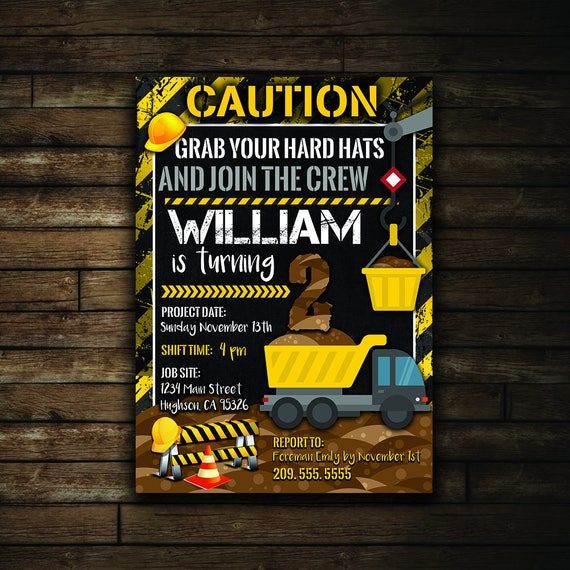 Construction Birthday Invitation | Etsy