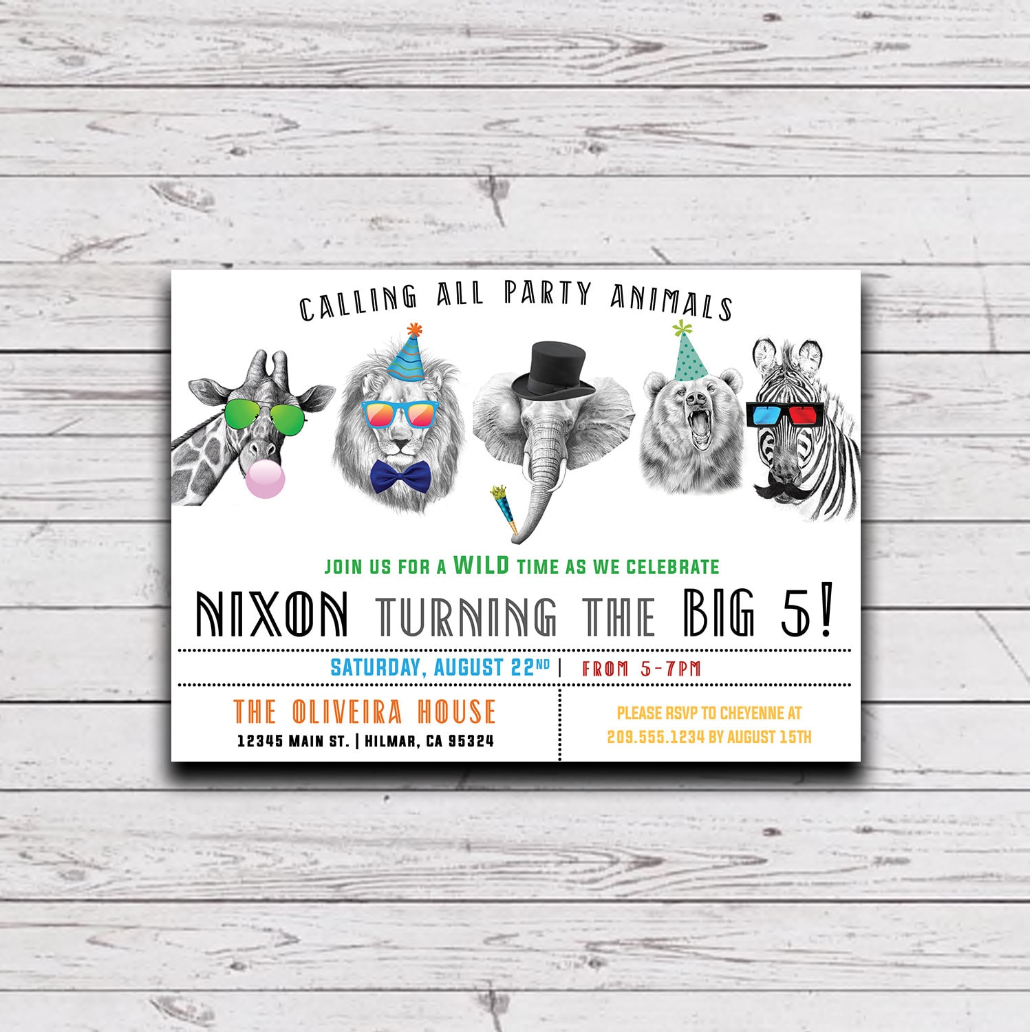 Party Animal Invitation | Printable Zoo Animal Birthday | Printable ...