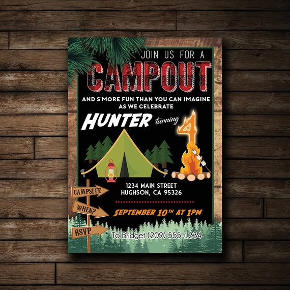 Campout Birthday Invitation Printable Camping Invitation | Etsy