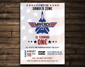 Top Gun Theme Birthday Invitation Maverick Theme 1st | Etsy
