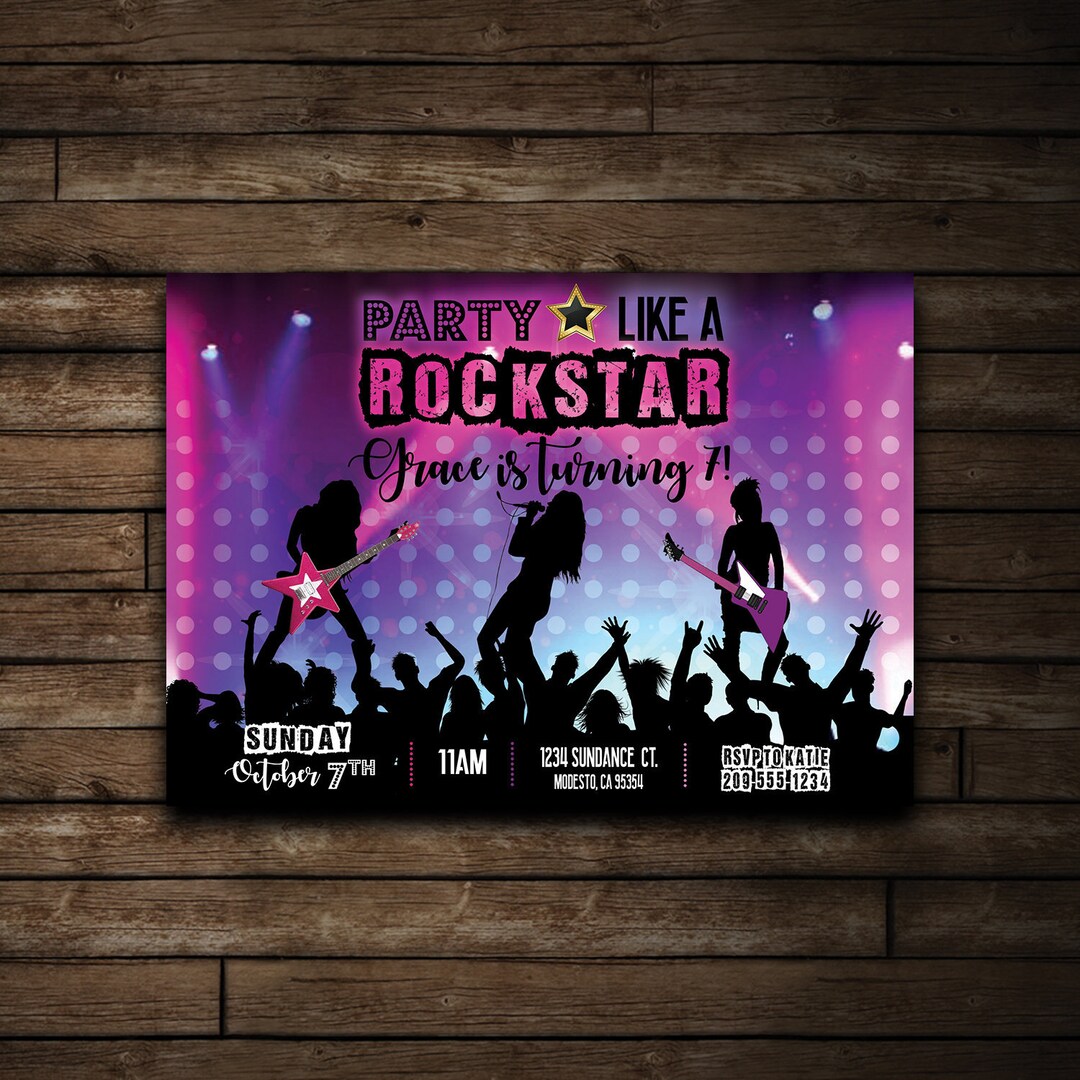 Rockstar Birthday Party Invitation | Printable Party Like A Rockstar ...