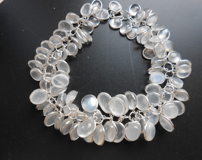 Antique Moonstones Bracelet in Graduated Double Row Design in Silver ...