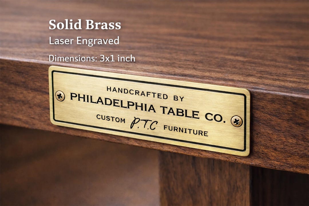 Custom Engraved Brass Tag | Laser Engraved Nameplate for Furniture ...