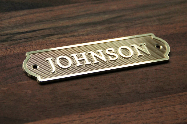 Custom Brass Door Sign, Deep Engraved Name Plate - Etsy