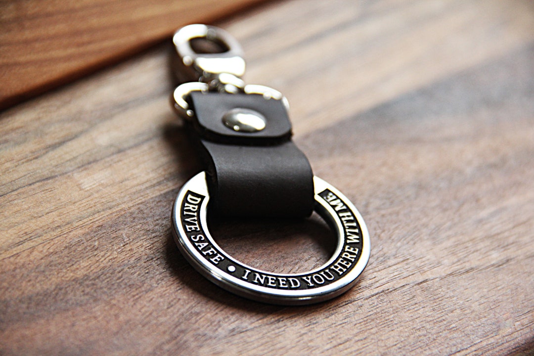 Personalized Engraved Leather Keychain, Gift for Dad, Engraved Keychain ...
