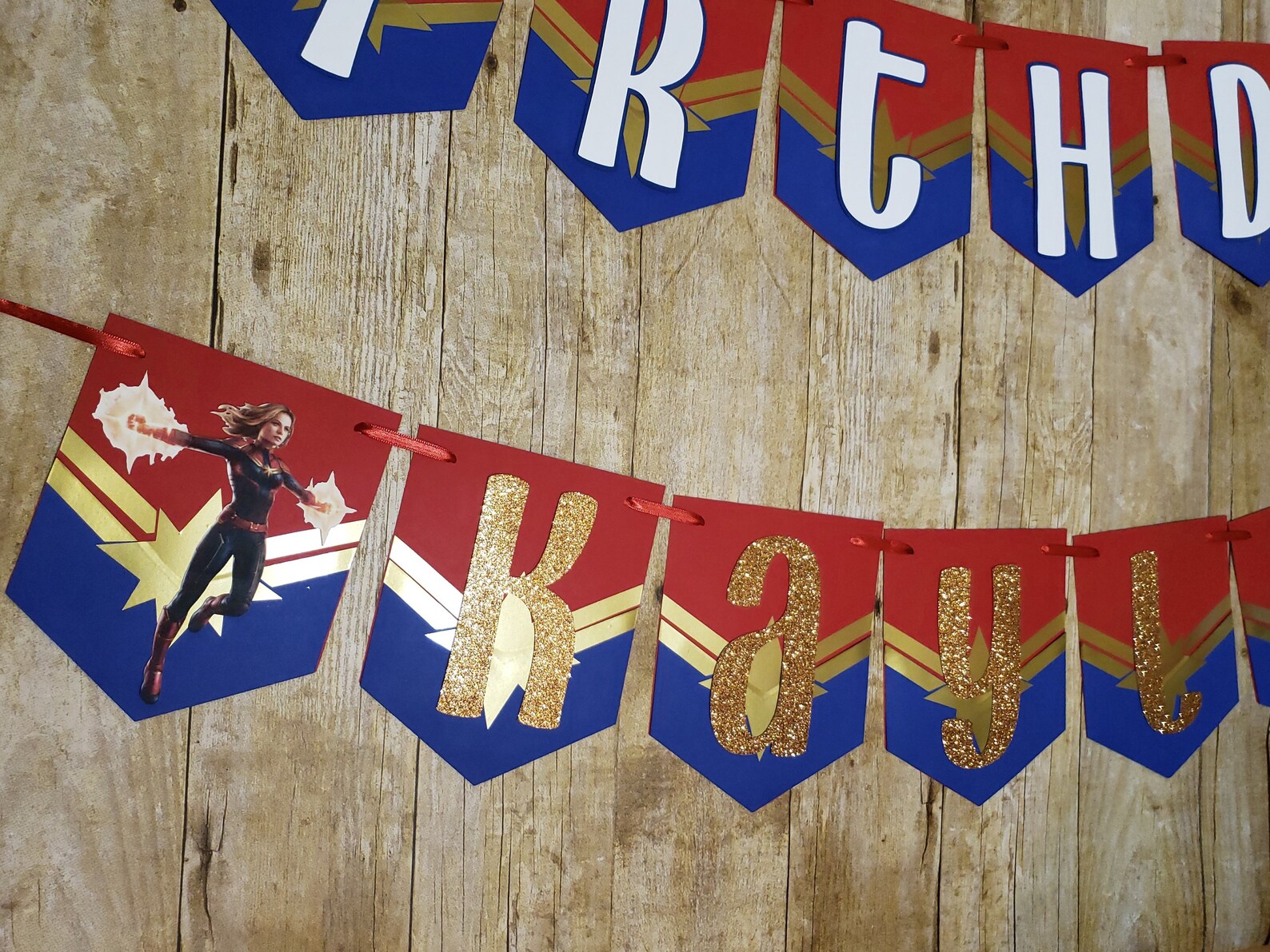 Captain Marvel Banner Captain Marvel Birthday Party | Etsy