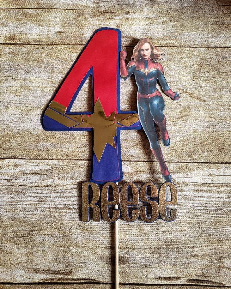 Captain Marvel Cake Topper Captain Marvel Birthday Party | Etsy