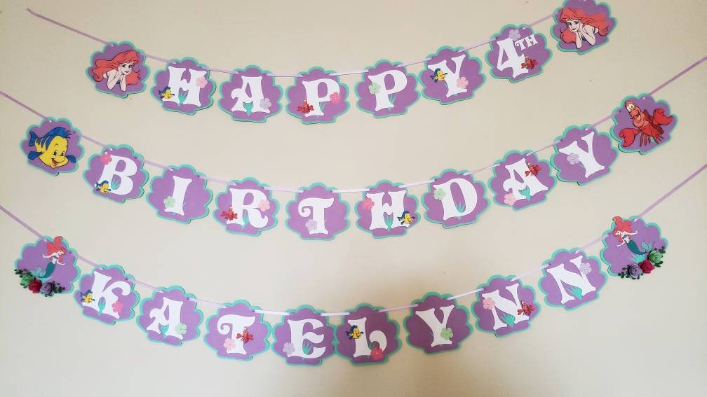 Little Mermaid Ariel Birthday Banner | Etsy