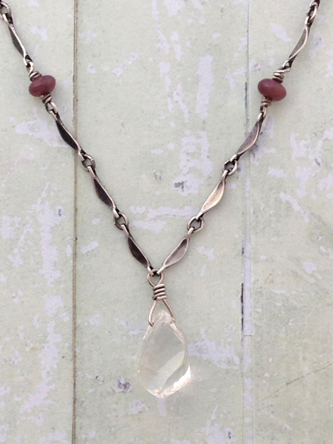 Ruby CALLED HIS NAME-Necklace/Antiqued Sterling/Spiral-Cut Quartz ...