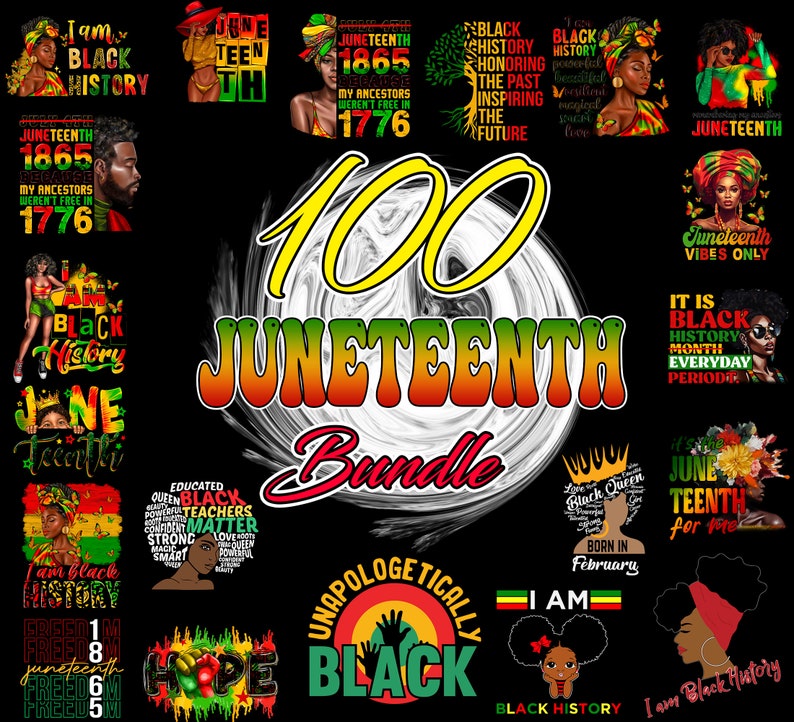 100 Juneteenth PNG Bundle, Juneteenth Sublimation Png, Free-ish, Black ...