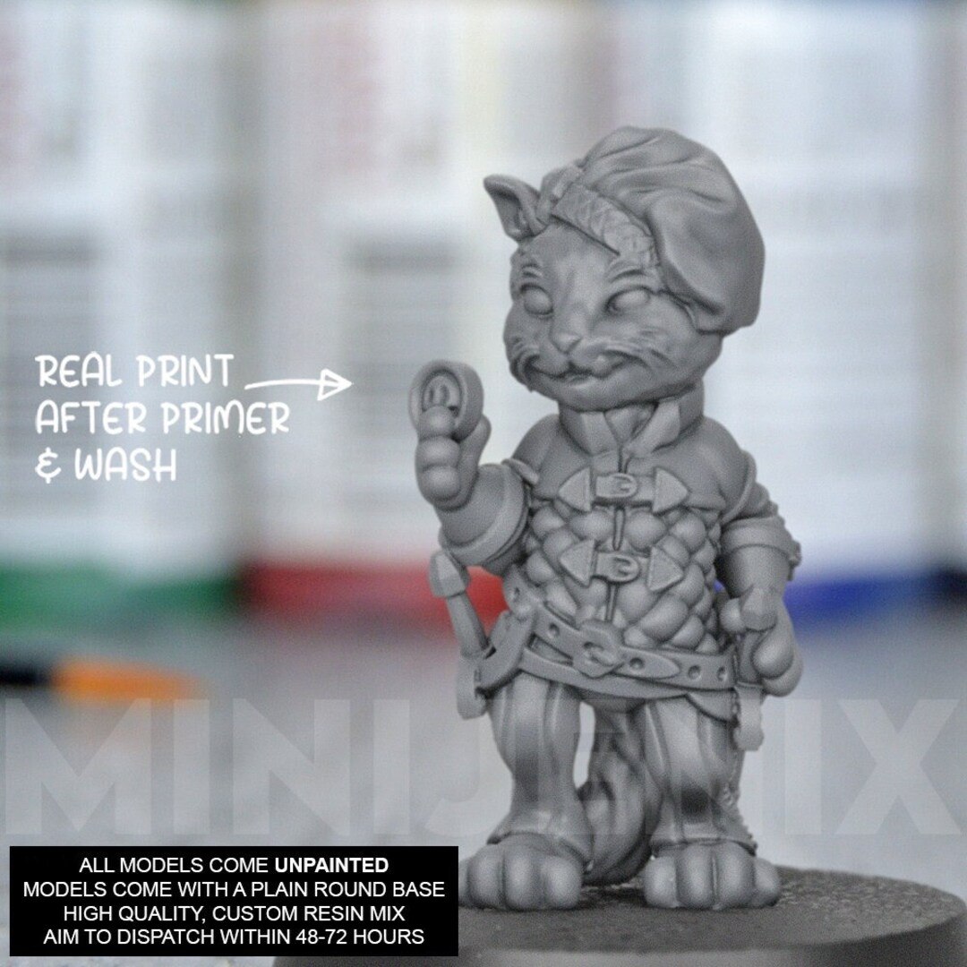 CAT ROGUE TABAXI Fantasy: D&D, Frostgrave, 3D Resin Miniature 28mm 32mm ...