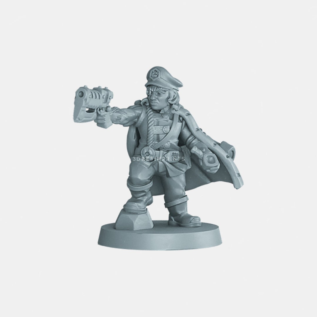 FEMALE DWARF CAPTAIN Sci-fi: Shadowrun, Cyberpunk, Resin Miniature 28mm ...
