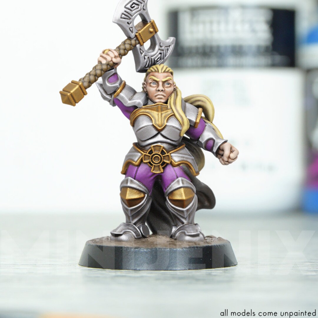 DWARF PALADIN GIRL Fantasy: Knight, Fighter, Frostgrave, Resin 28mm ...
