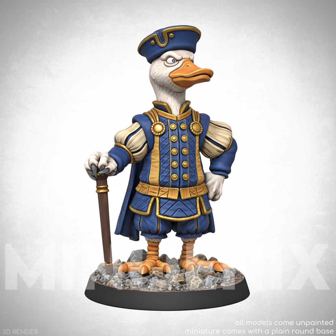 SIR REGINALD QUACKERS Unpainted Fantasy Resin Animal Duck Miniature for ...