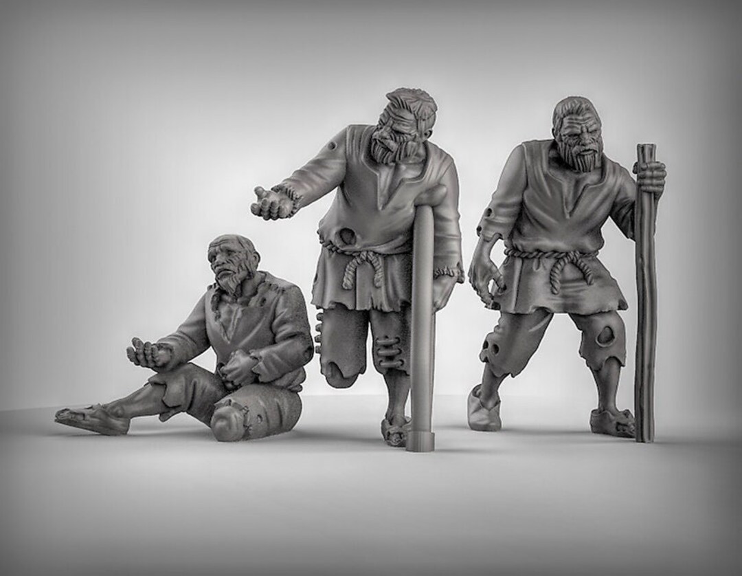 VILLAGE BEGGAR SET Fantasy: Frostgrave, Pathfinder, D&D, Resin ...
