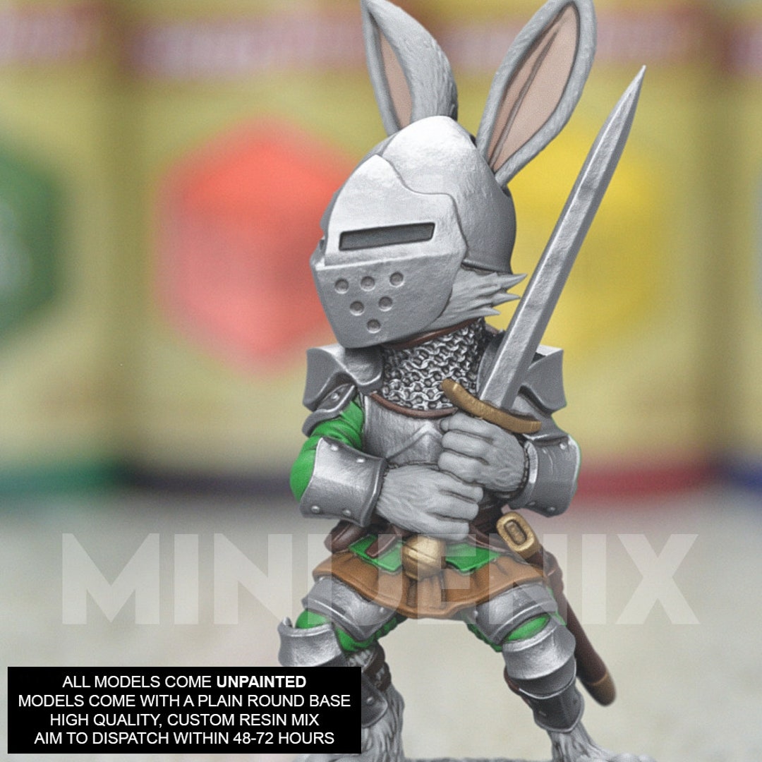 BUNNY KNIGHT Fantasy: Frostgrave, Pathfinder, D&D, Unpainted Resin ...
