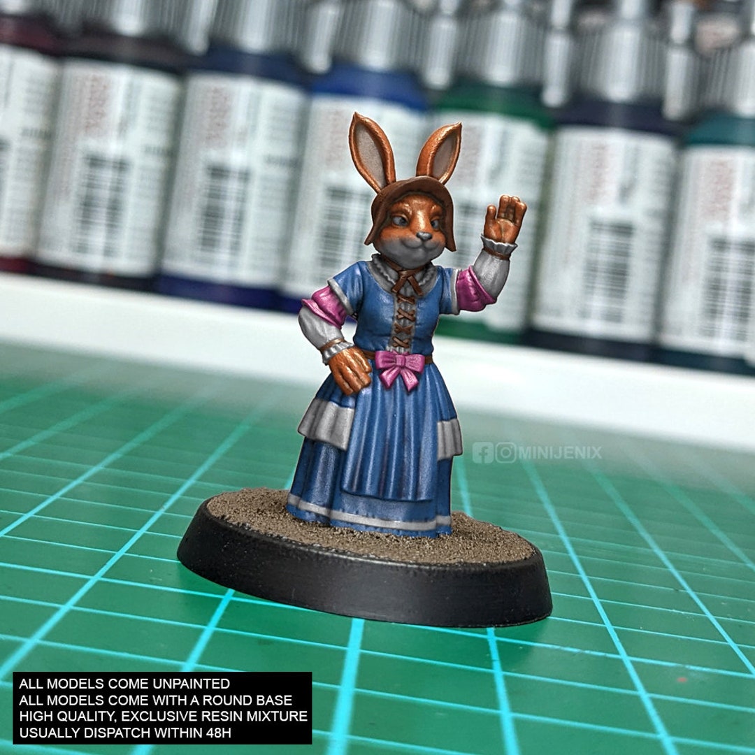 RABBIT NPC GIRL Fantasy: Frostgrave, Pathfinder, D&D, Resin Miniature ...