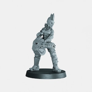 MINIGUN GANGER Sci-fi: Shadowrun, Cyberpunk, Resin Miniature 28mm 32mm ...