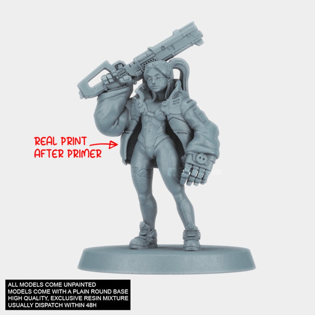 MERCENARY GIRL Sci-fi: Shadowrun, Cyberpunk, Unpainted Fantasy Resin ...