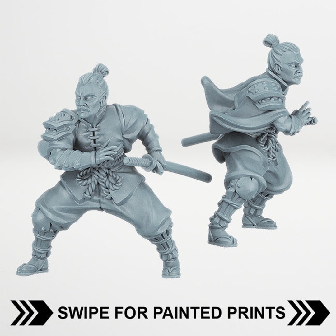 SAMURAI RONIN NINJA D&D, Frostgrave, 3D Printed Resin Miniature 28mm ...