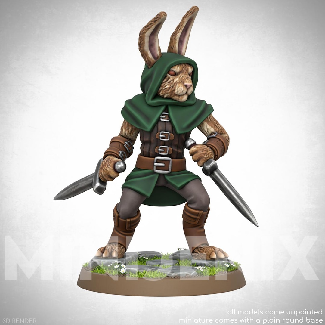 RABBIT ROGUE Unpainted Fantasy Dnd Animal Miniature for 28mm 32mm ...