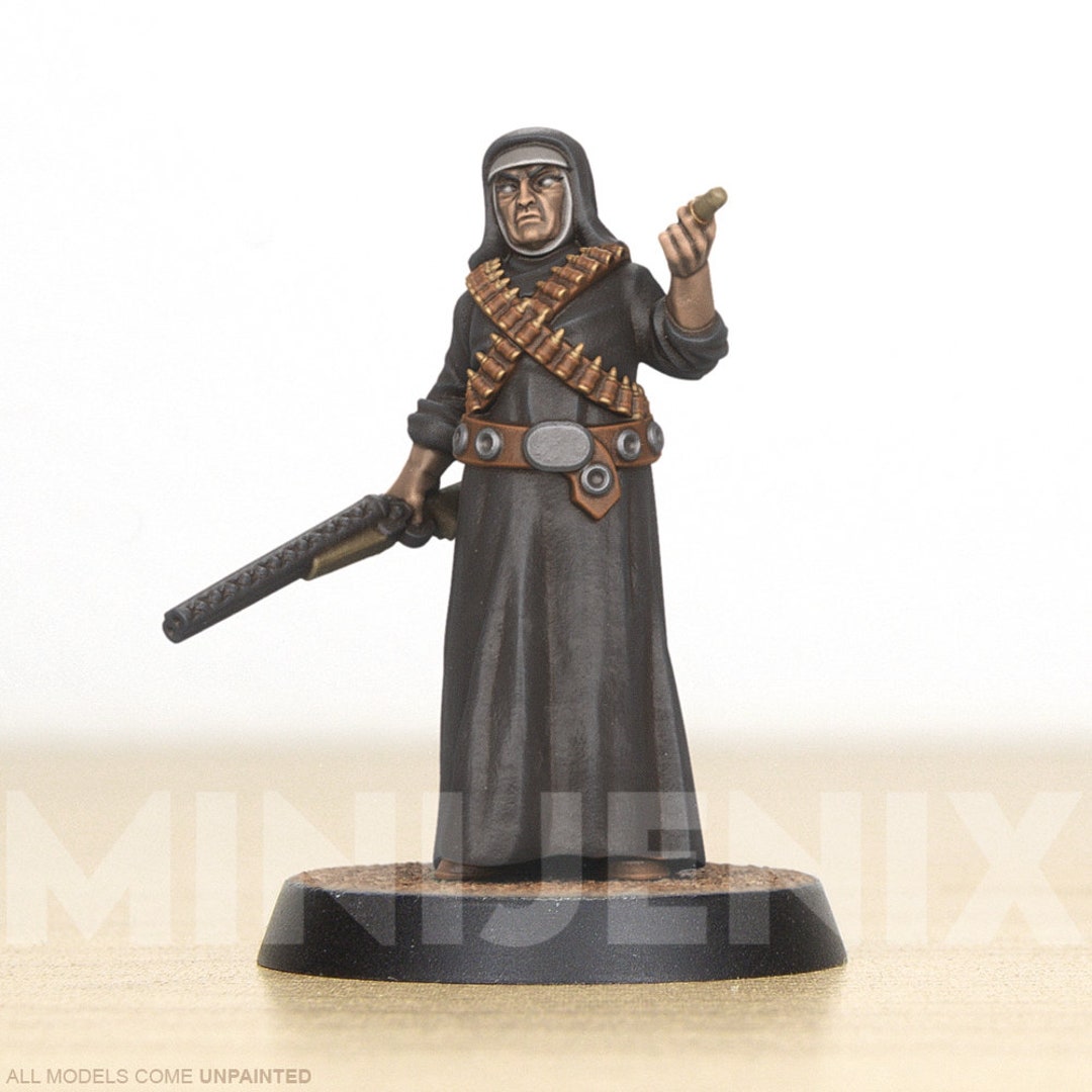 B65 GANGSTER NUN Western: Cthulhu, Cowboy Resin 3D Miniature 28mm 32mm ...