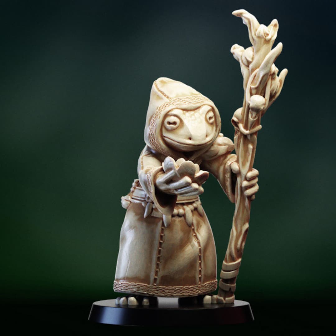 1W FROG Shaman Druid UNPAINTED Fantasy Dnd Resin Tabletop Miniature ...