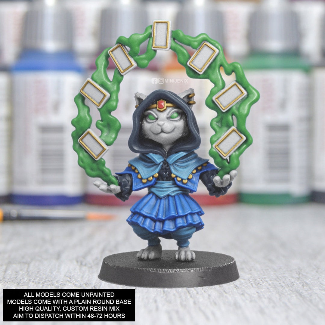 MYSTIC CAT MAGE Animal Unpainted Fantasy Resin Miniature for 28mm or ...