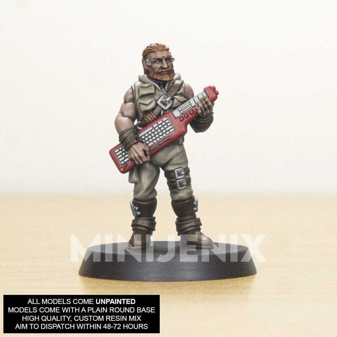 RETRO DECKER HACKER Sci-fi: Shadowrun, Cyberpunk, Resin Miniature 28mm ...