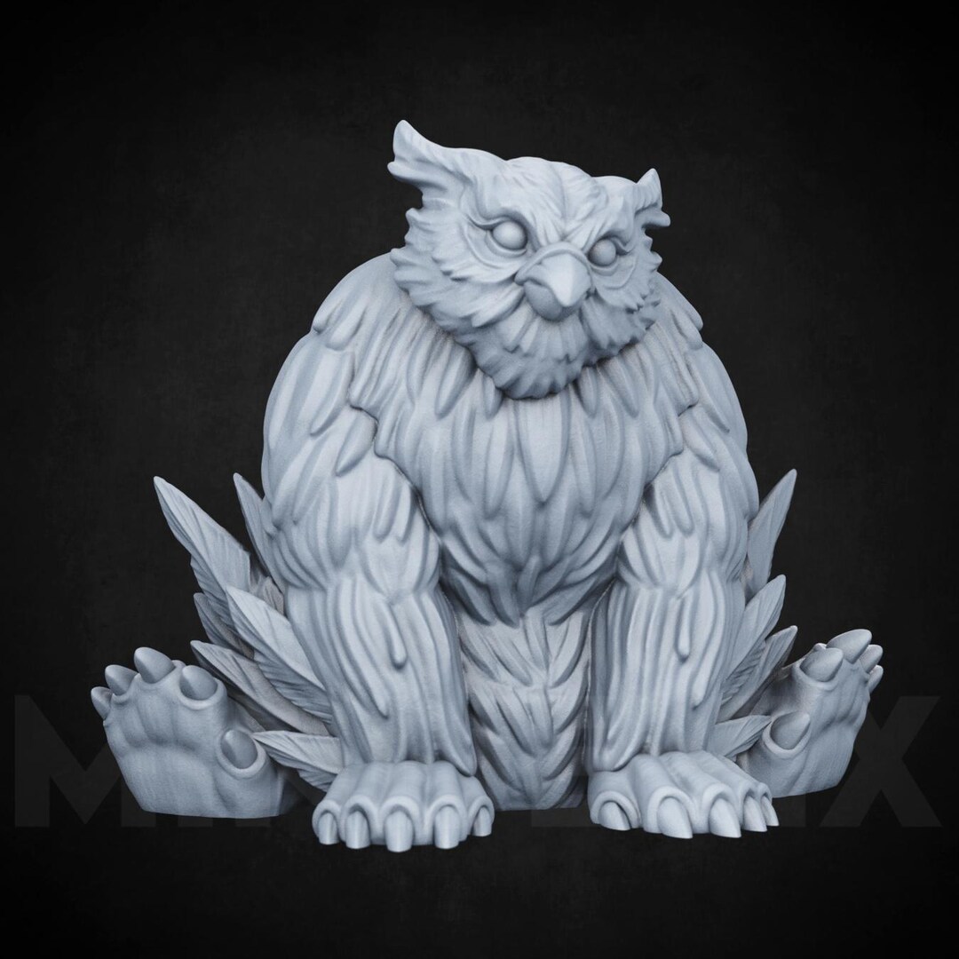 OWL BEAR COMPANION || Fantasy: Animal, Unpainted Resin Miniature for ...