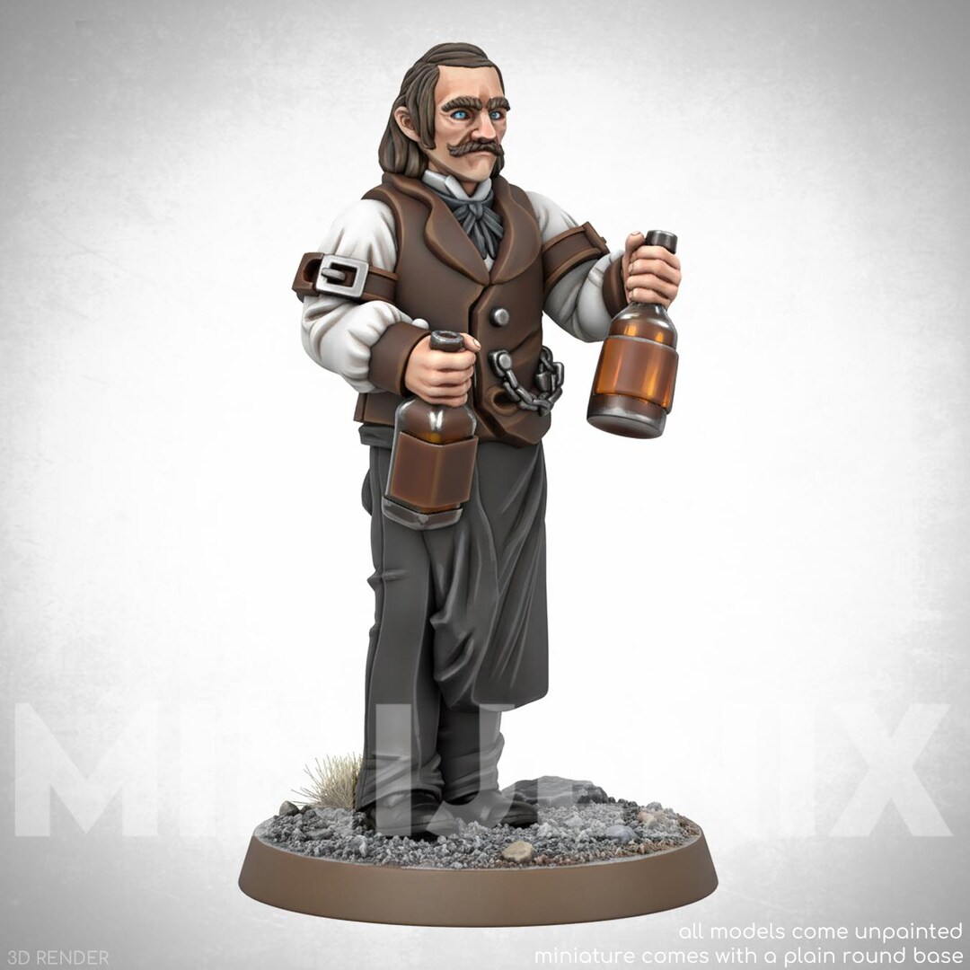 NPC BARMAN Western: Cowboy, Steampunk Resin 3D Miniature 28mm 32mm B63 ...