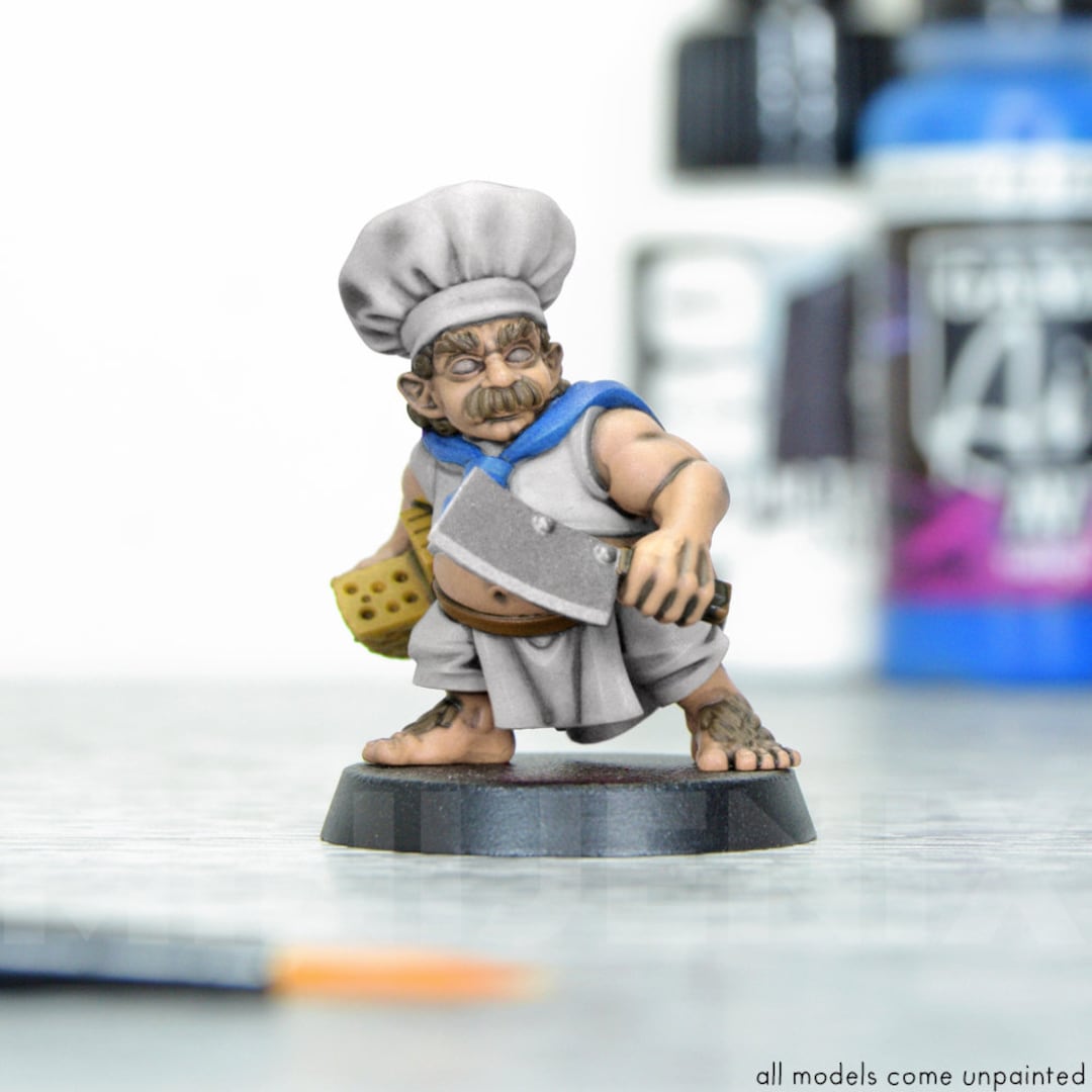 HALFLING CHEF: Tabletop Rpg, Gnome, Unpainted Fantasy Resin Miniature ...