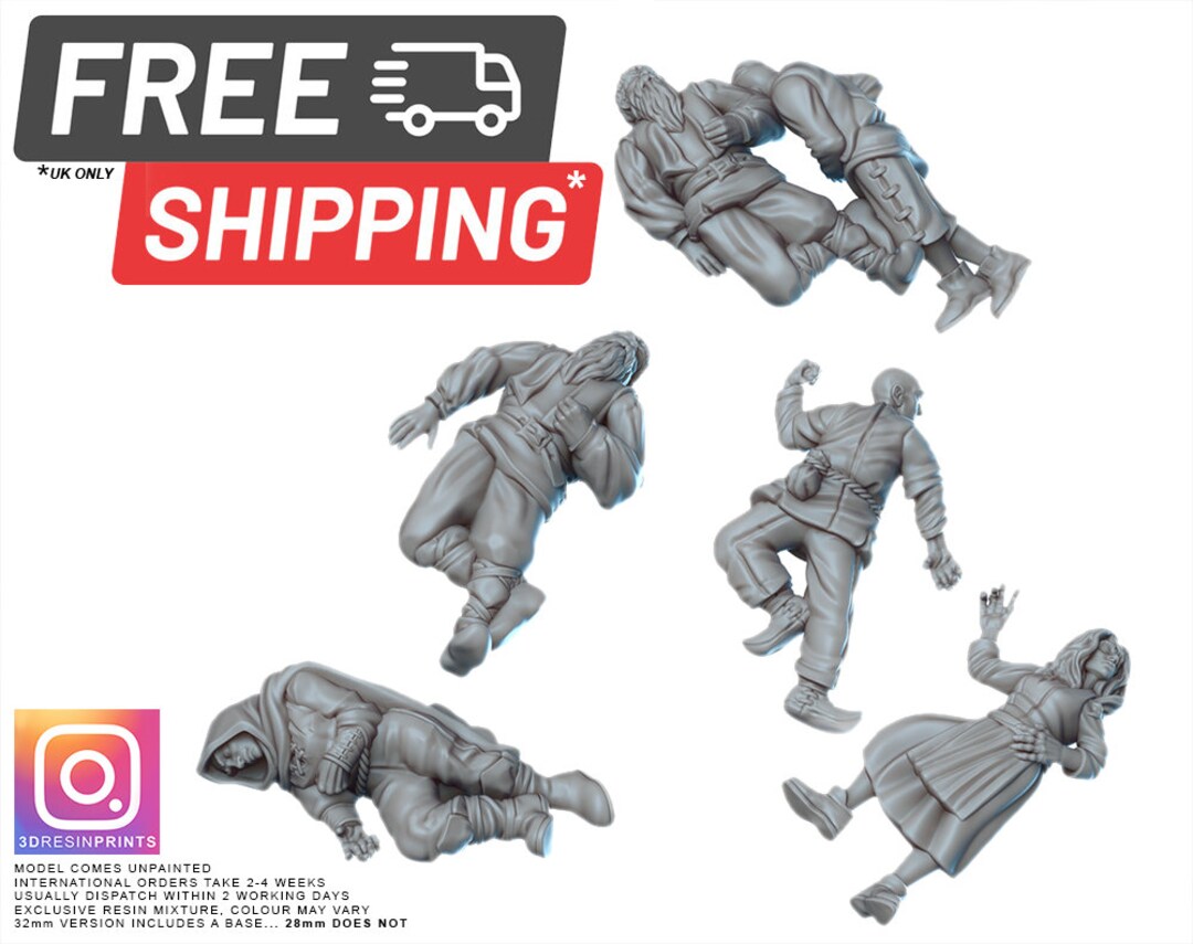 Z18 DEAD VILLAGERS Fantasy: D&D, Frostgrave, Resin Miniature 28mm 32mm ...