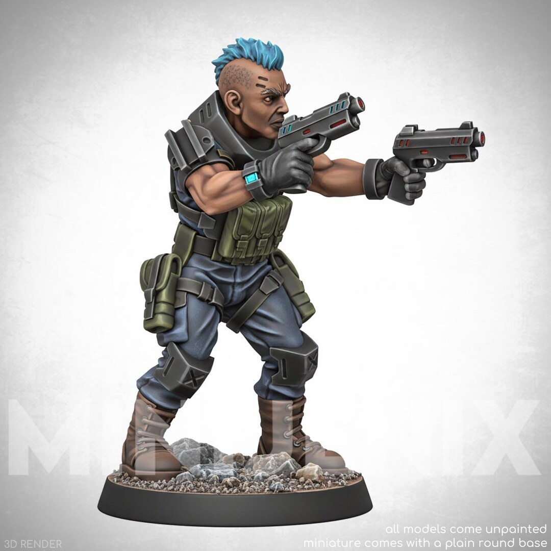 MERCENARY CYBORG SOLDIER Sci-fi: Cyberpunk, Resin Miniature 28mm 32mm ...