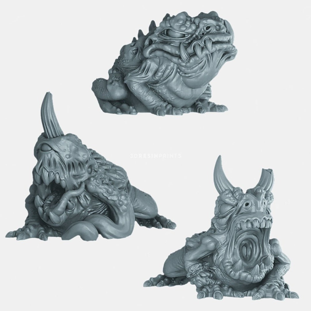Giant Zombie Slurk/toad Set: Animal Monster Frog X3 D&D 3D Printed ...