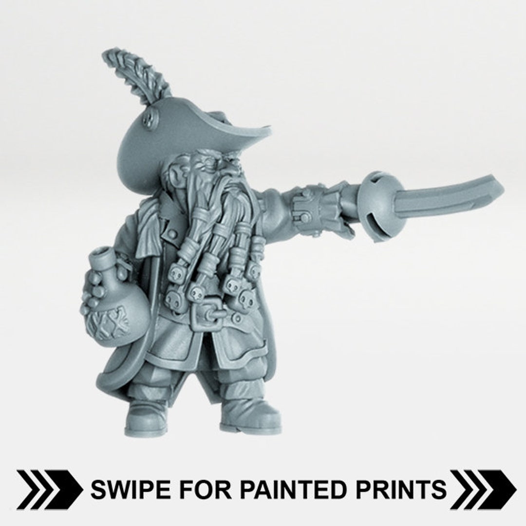 DWARF PIRATE NPC Fantasy: D&D, Frostgrave, 3D Resin Miniature 28mm 32mm ...