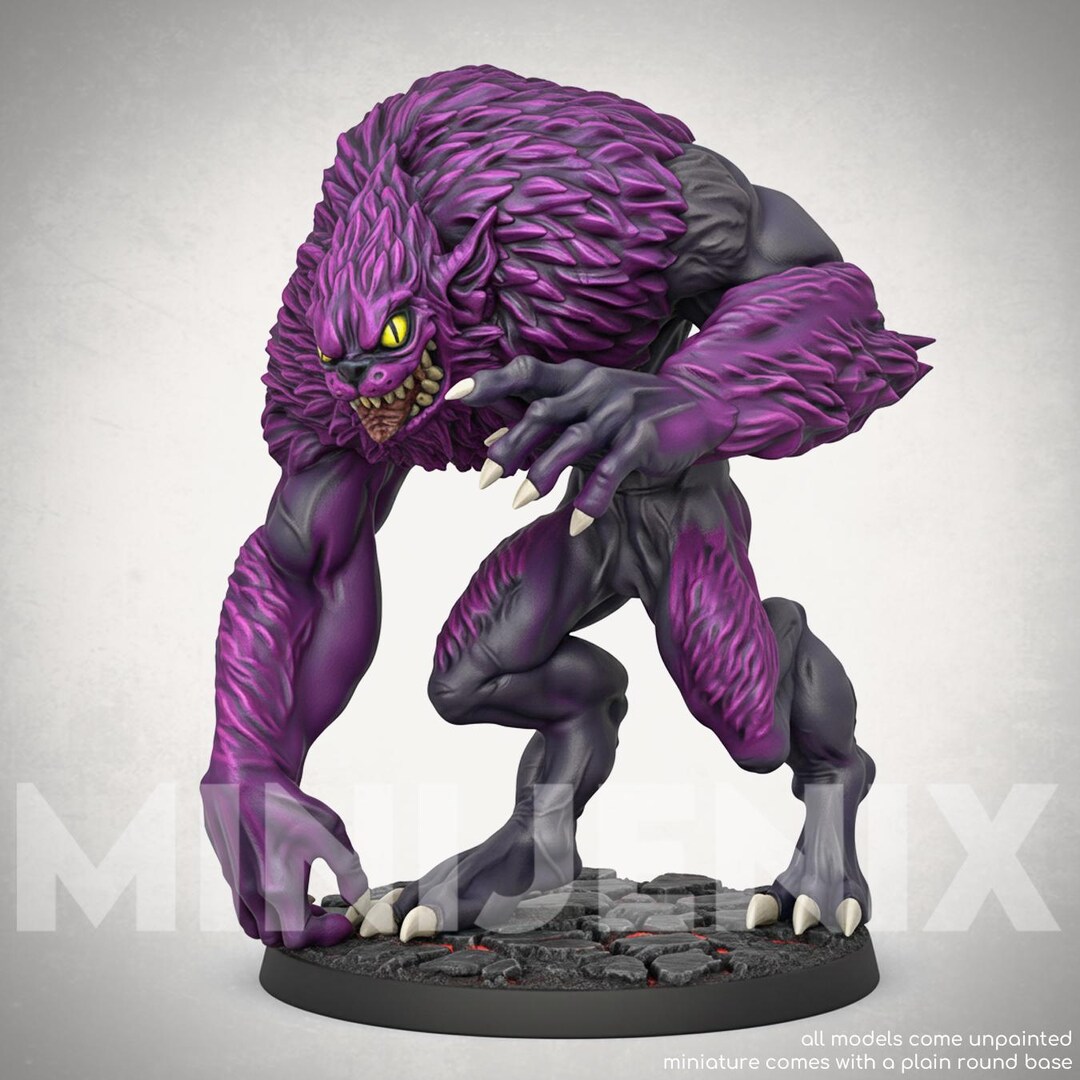 DEMON CAT Unpainted Resin Monster for 28mm and 32mm Fantasy Tabletop ...