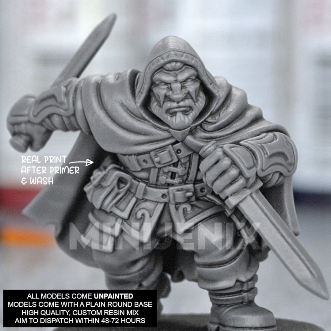 DWARF ROGUE Fantasy: D&D, Frostgrave, Resin Miniature 28mm 32mm B23 ...