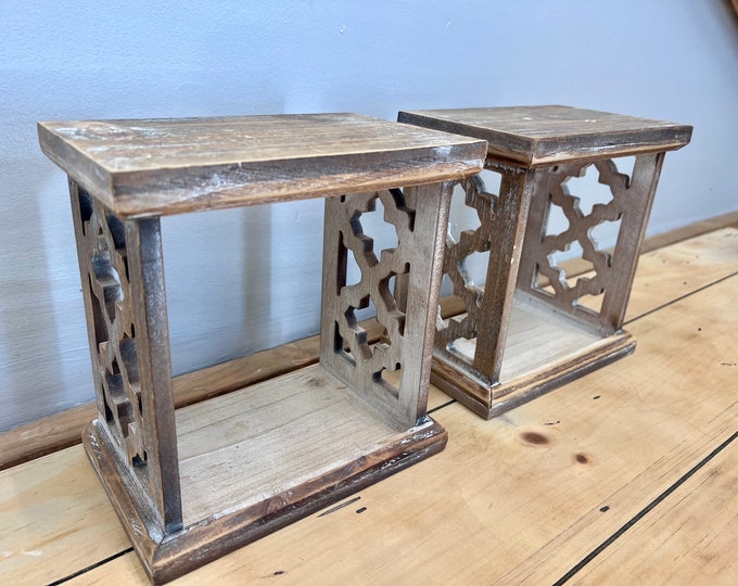 Set of Two Open Square Floating Wooden Shelves - Etsy