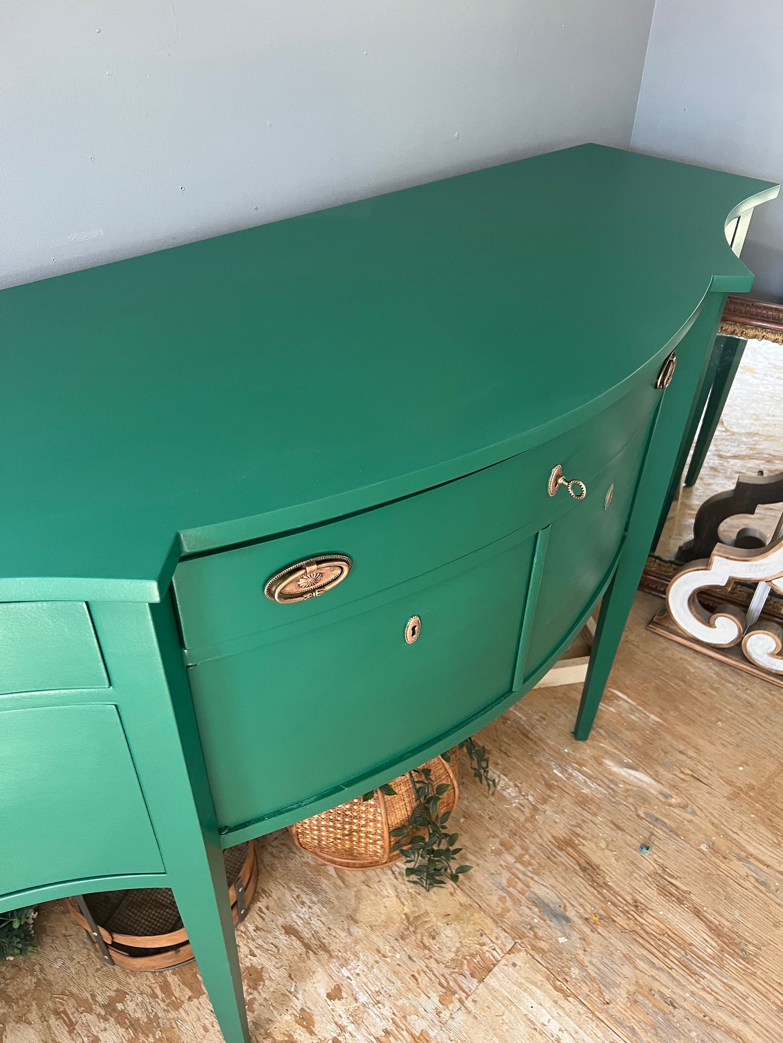 Gorgeous Green Sideboard or Server PLEASE NOTE: Shipping is Not Free ...