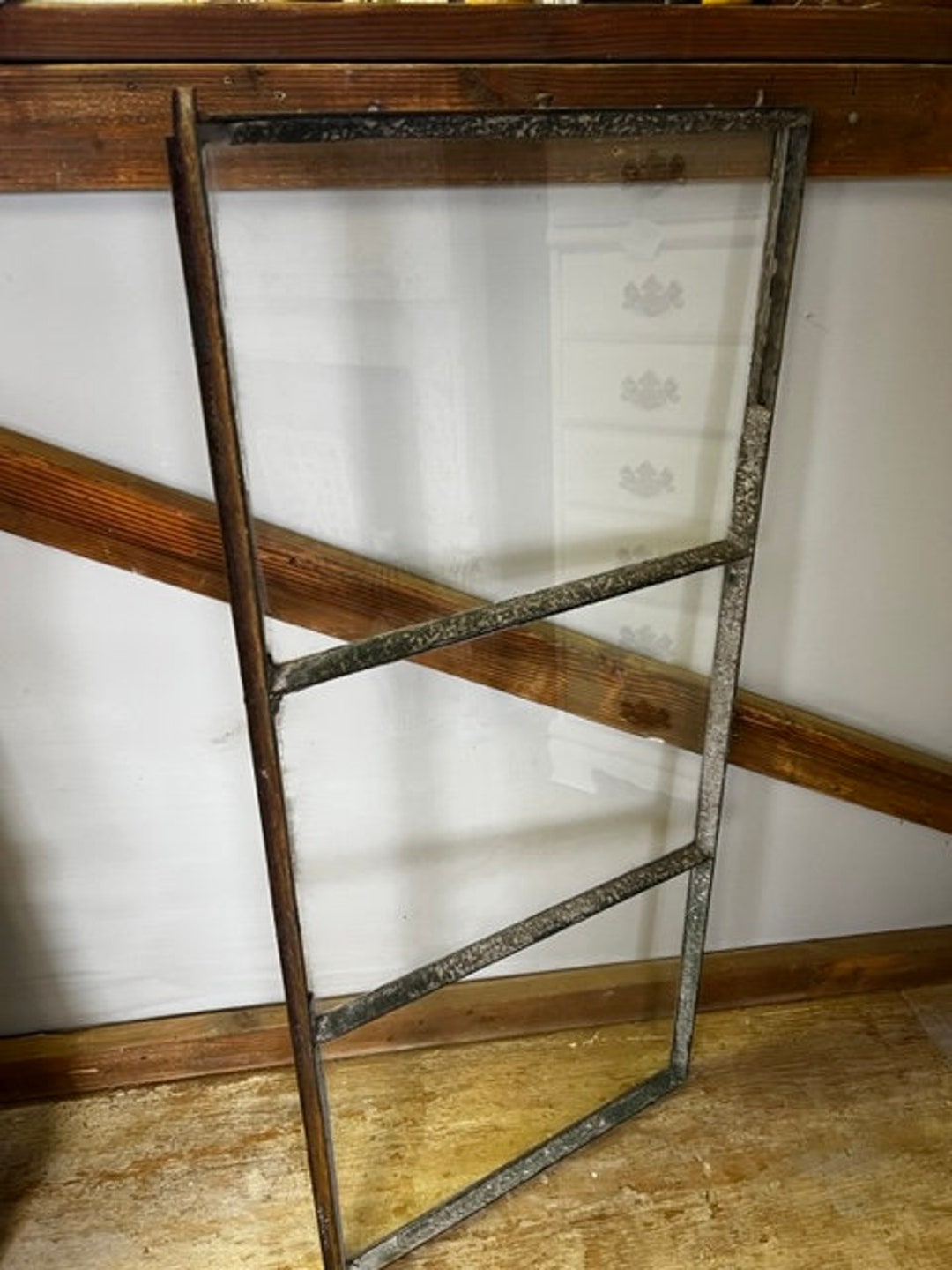 Vintage Industrial Metal Framed Three Paned Factory Window Please Note ...