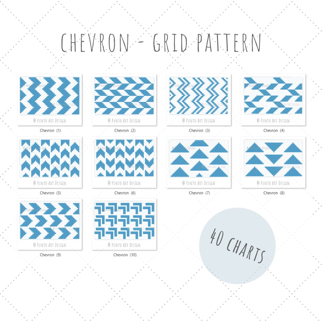 Chevron Crochet & Knitting Grid Charts – 40 Printable Graph Patterns ...