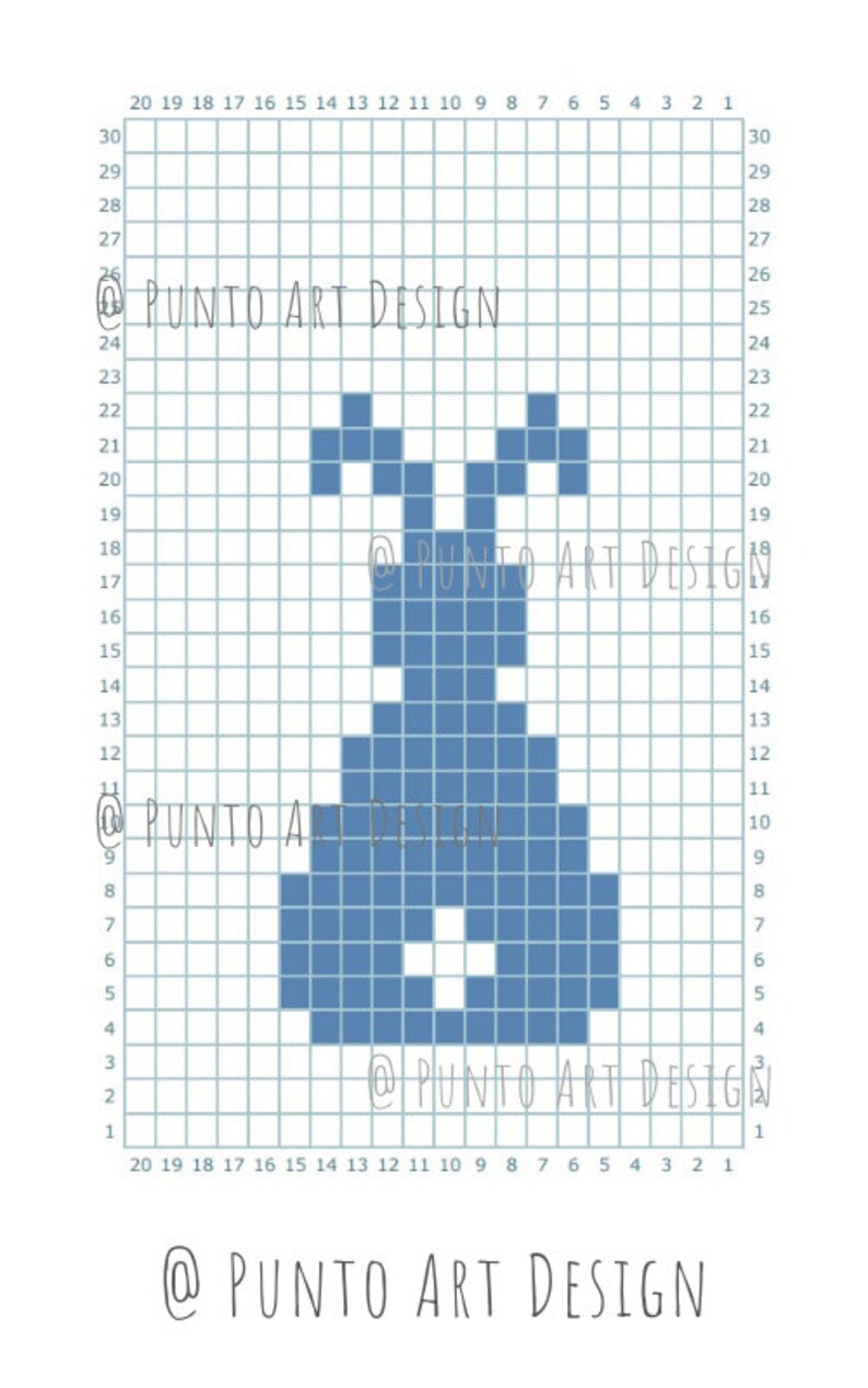 GRID PATTERN 24 CHARTS Bunny Design Mosaic Crochet Pattern C2C Graphgan ...