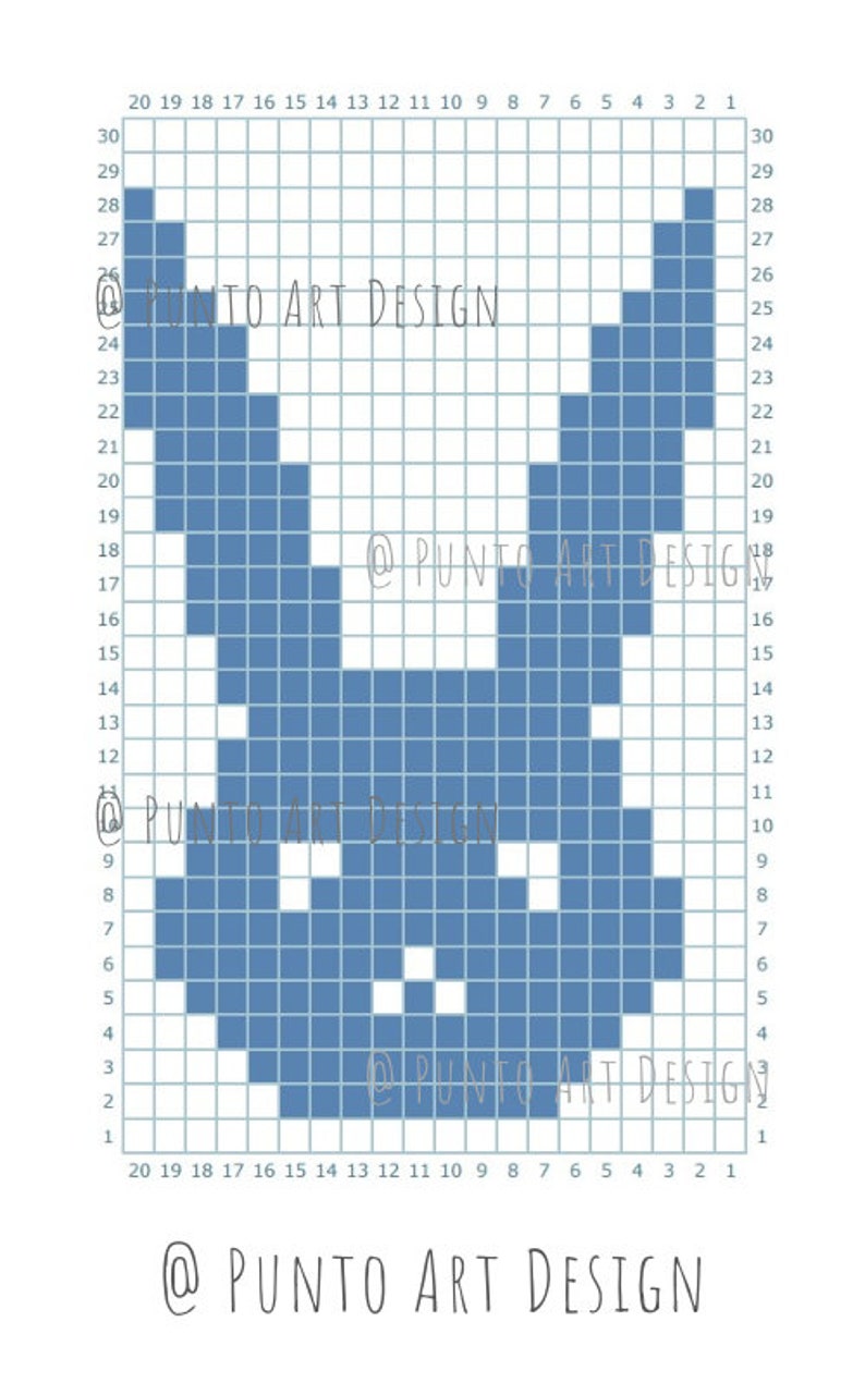 GRID PATTERN 24 CHARTS Bunny Design Mosaic Crochet Pattern C2C Graphgan ...