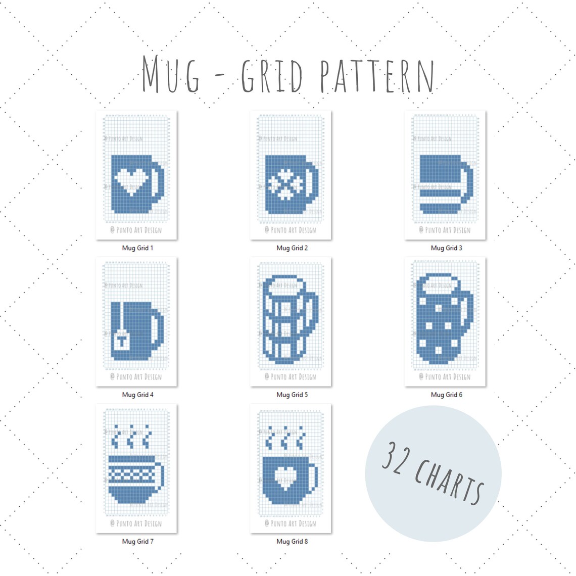 Mug Grid Pattern: 32 Crochet & Knitting Charts (digital Download) - Etsy
