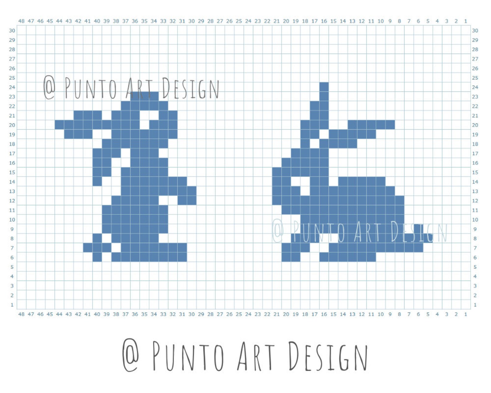 Easter Bunny Crochet & Knitting Grid Charts – 24 Printable Graph ...