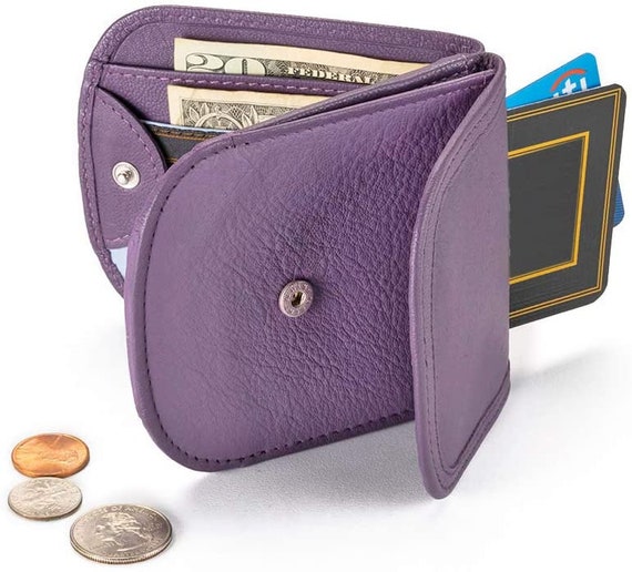 Taxi Wallet Leather Purple A Simple Compact Front | Etsy
