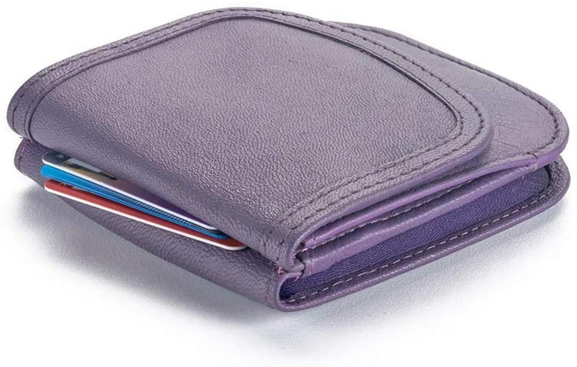 Taxi Wallet Leather Purple A Simple Compact Front - Etsy